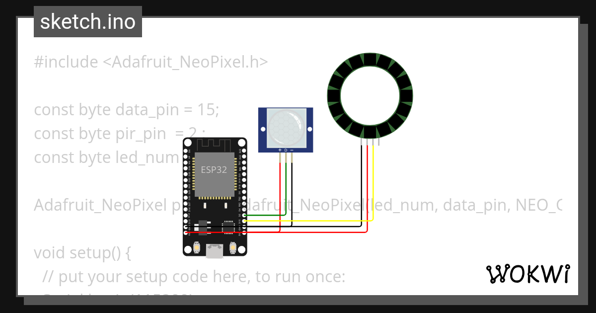 PIR motion Sensor - Wokwi ESP32, STM32, Arduino Simulator