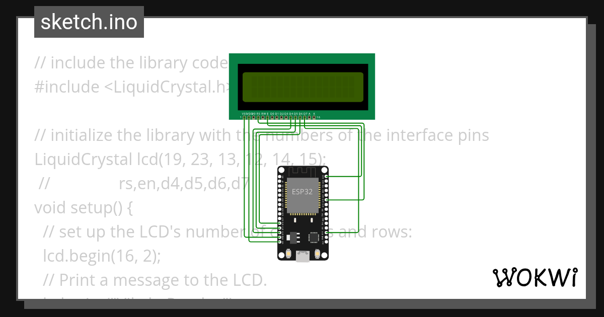 LCD display no scroll - Wokwi Arduino and ESP32 Simulator