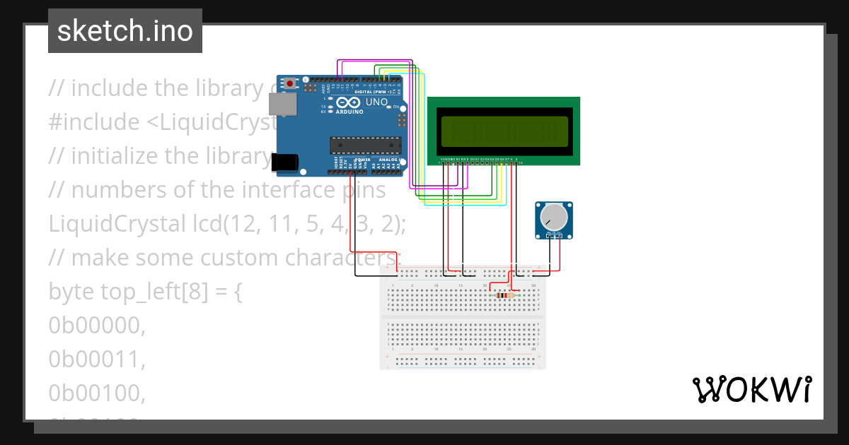 Display scrolling text on the LCD - Wokwi Arduino and ESP32 Simulator