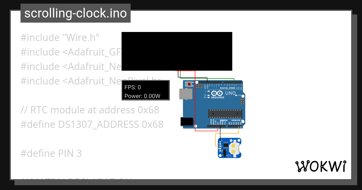 scrolling-clock.ino Copy - Wokwi ESP32, STM32, Arduino Simulator