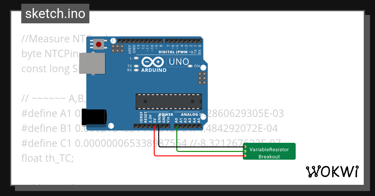 Resistance Reader Steinhart - Wokwi ESP32, STM32, Arduino Simulator
