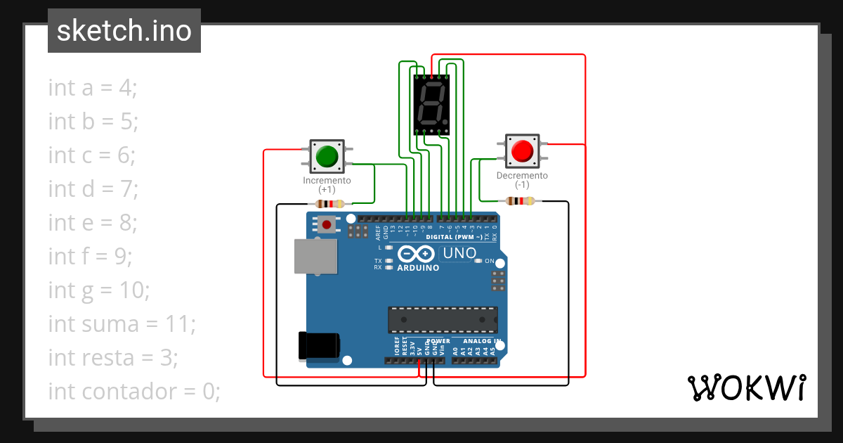 Display 7 segmentos - Wokwi ESP32, STM32, Arduino Simulator