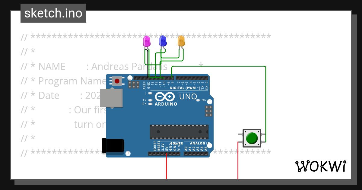 Arduino Program 1 - Wokwi ESP32, STM32, Arduino Simulator