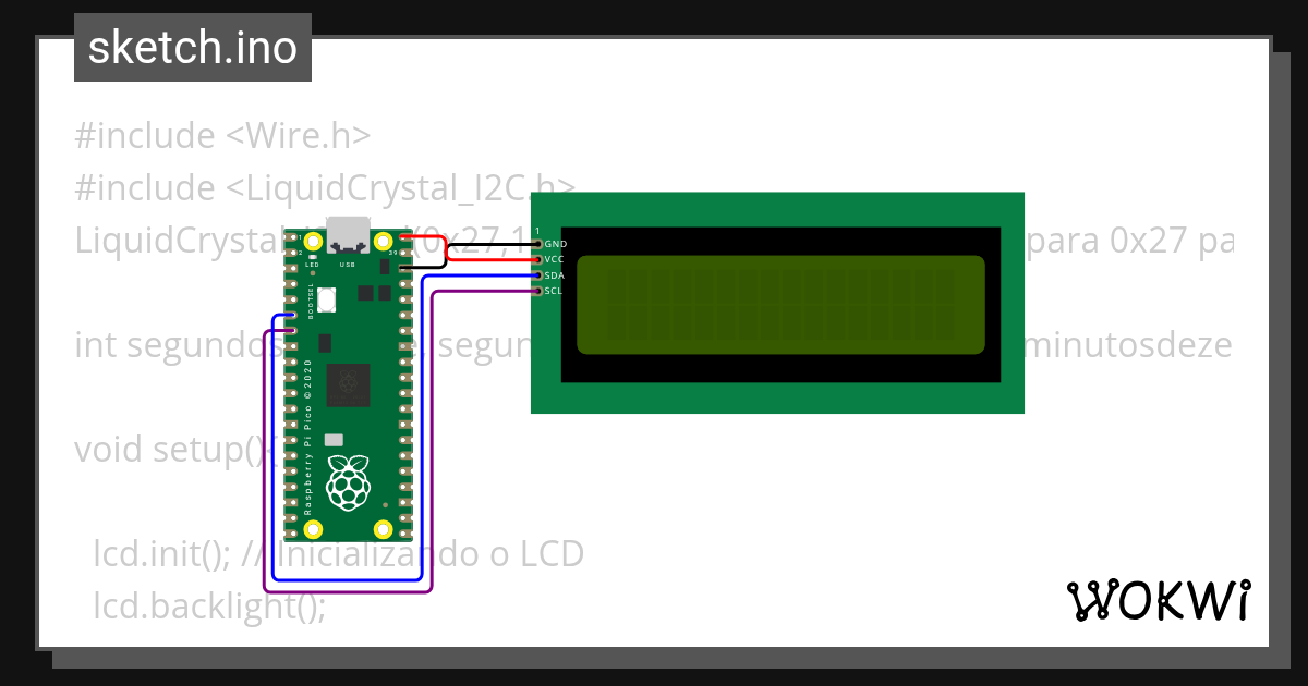 LCD (I2C) - Wokwi ESP32, STM32, Arduino Simulator