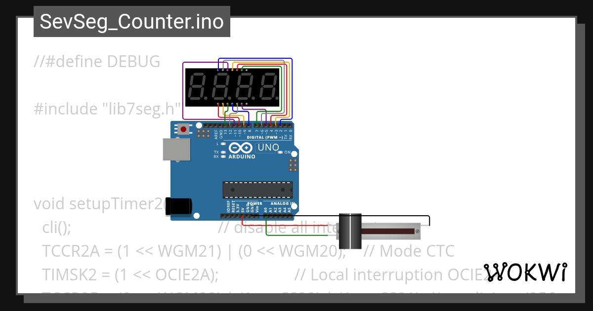 SevSeg_Counter.ino_librairie - Wokwi ESP32, STM32, Arduino Simulator