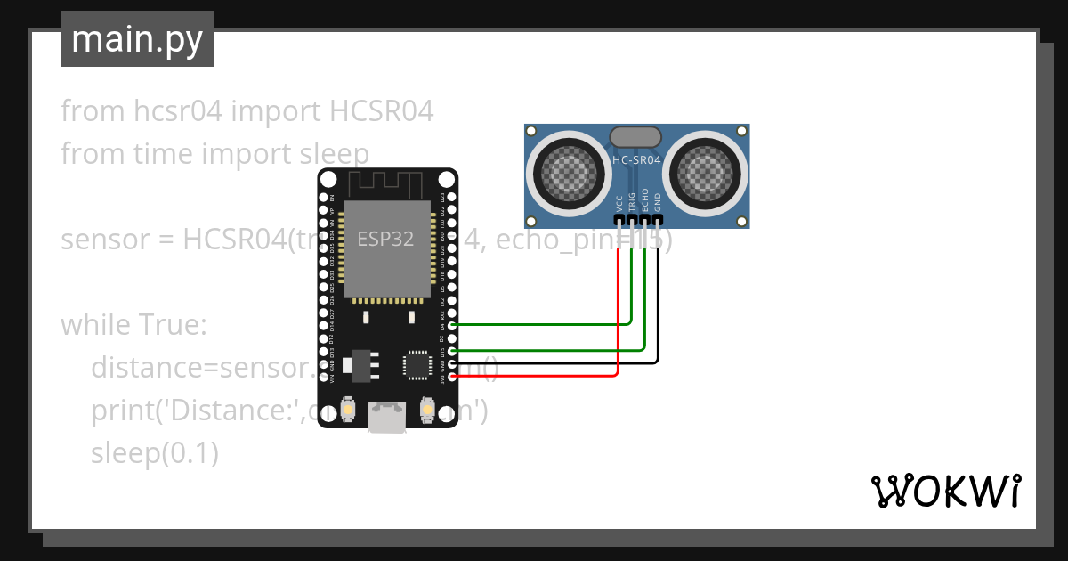 cảm biến siêu âm - Wokwi ESP32, STM32, Arduino Simulator