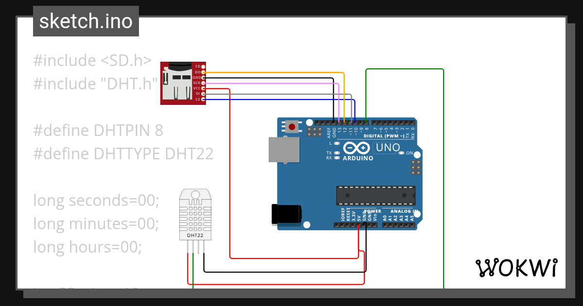 Temp Humidity Data Logger - Wokwi ESP32, STM32, Arduino Simulator