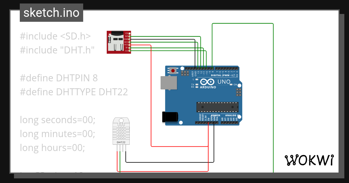 Temp and Humidity Data logger - Wokwi ESP32, STM32, Arduino Simulator