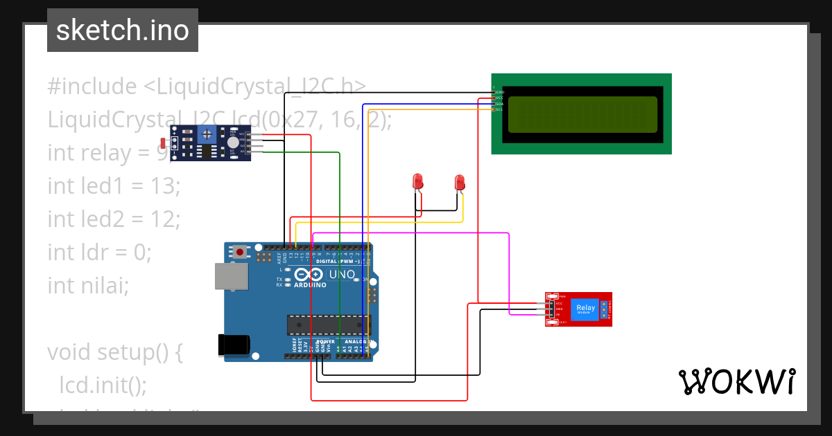 Ldr Realy Led Lcd Wokwi Esp32 Stm32 Arduino Simulator 
