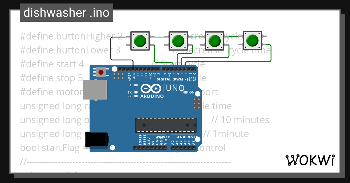 dishwasher - Wokwi ESP32, STM32, Arduino Simulator