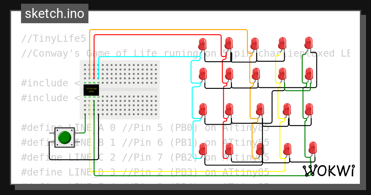Tinychuck Charlieplex Wokwi Esp32 Stm32 Arduino Simulator 7432