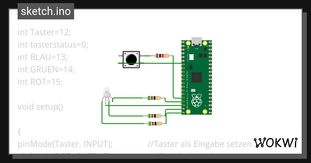 Pico RGB LED Ampel Copy - Wokwi ESP32, STM32, Arduino Simulator