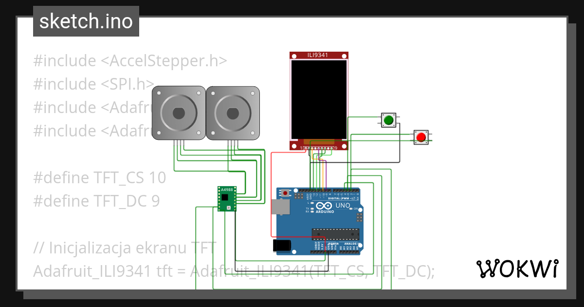 sterowanie silnikiem - Wokwi ESP32, STM32, Arduino Simulator