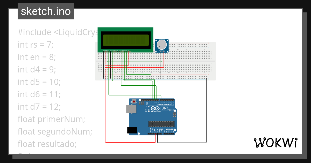 LCD Display Calculadora - Wokwi ESP32, STM32, Arduino Simulator