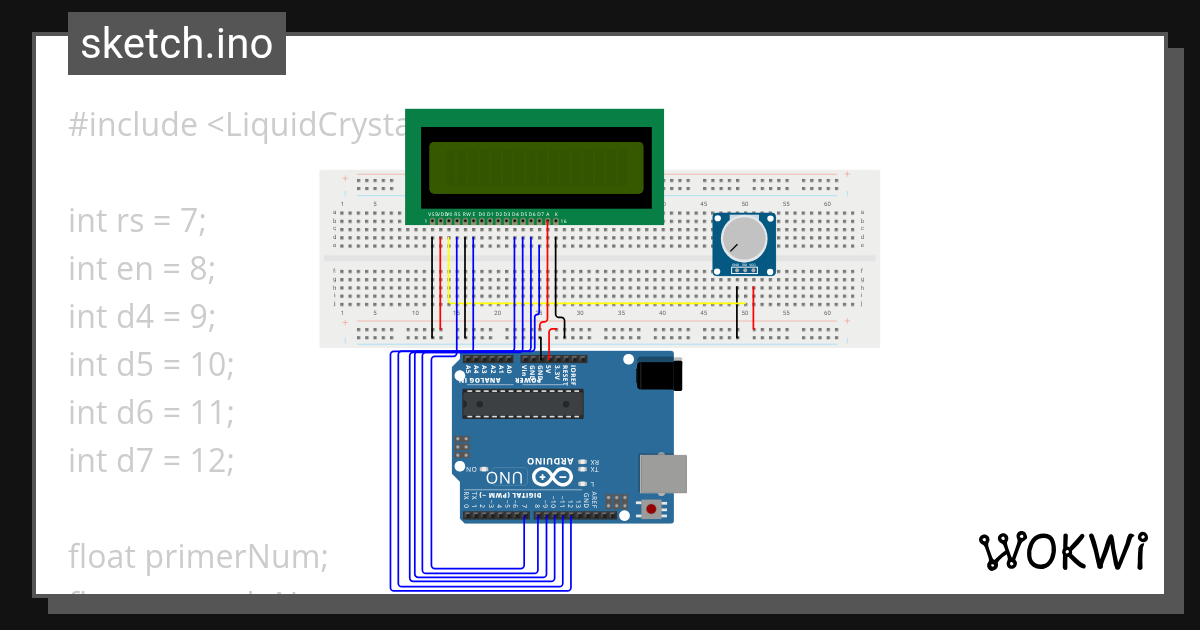 Calculadora | LCD display by miquel - Wokwi ESP32, STM32, Arduino Simulator