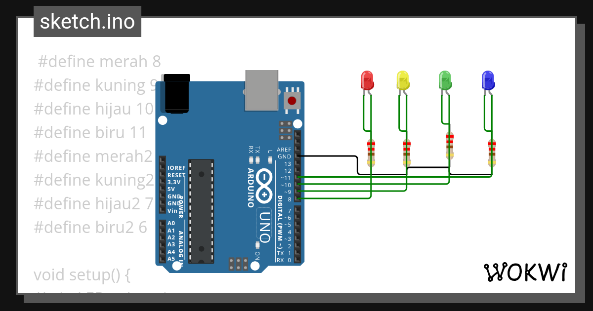 multiple led tkj1 - Wokwi ESP32, STM32, Arduino Simulator