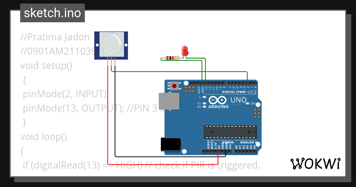Pir Motion Wokwi Esp32 Stm32 Arduino Simulator