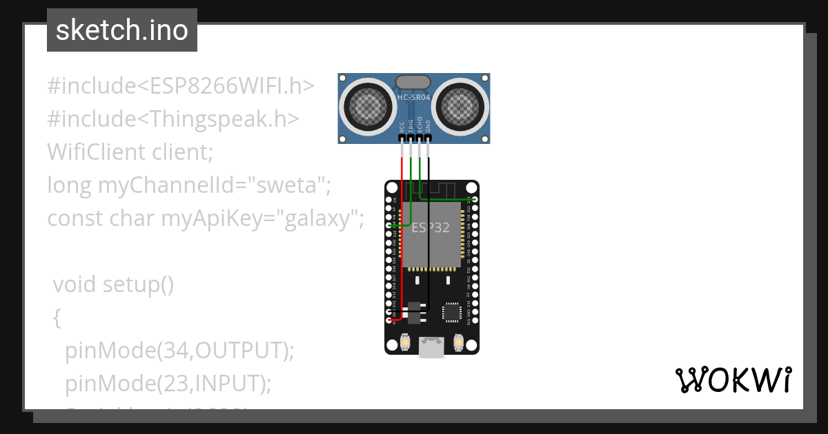 Wifi ultrasonic - Wokwi ESP32, STM32, Arduino Simulator