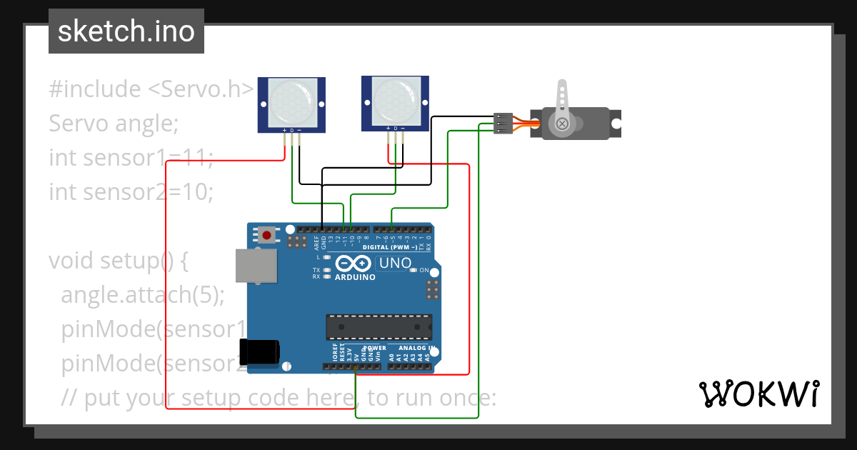 project with 2 PIR sensors - Wokwi ESP32, STM32, Arduino Simulator