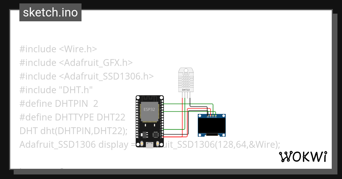 DHT_OLED - Wokwi ESP32, STM32, Arduino Simulator