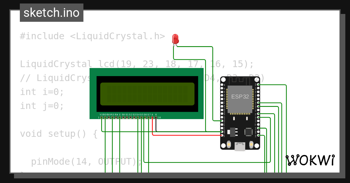 Msg On Lcd By Led Wokwi Esp32 Stm32 Arduino Simulator