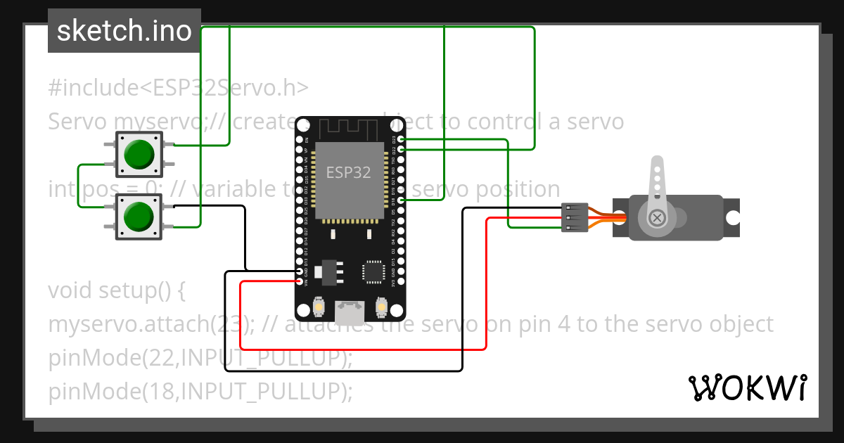 servo with button - Wokwi ESP32, STM32, Arduino Simulator