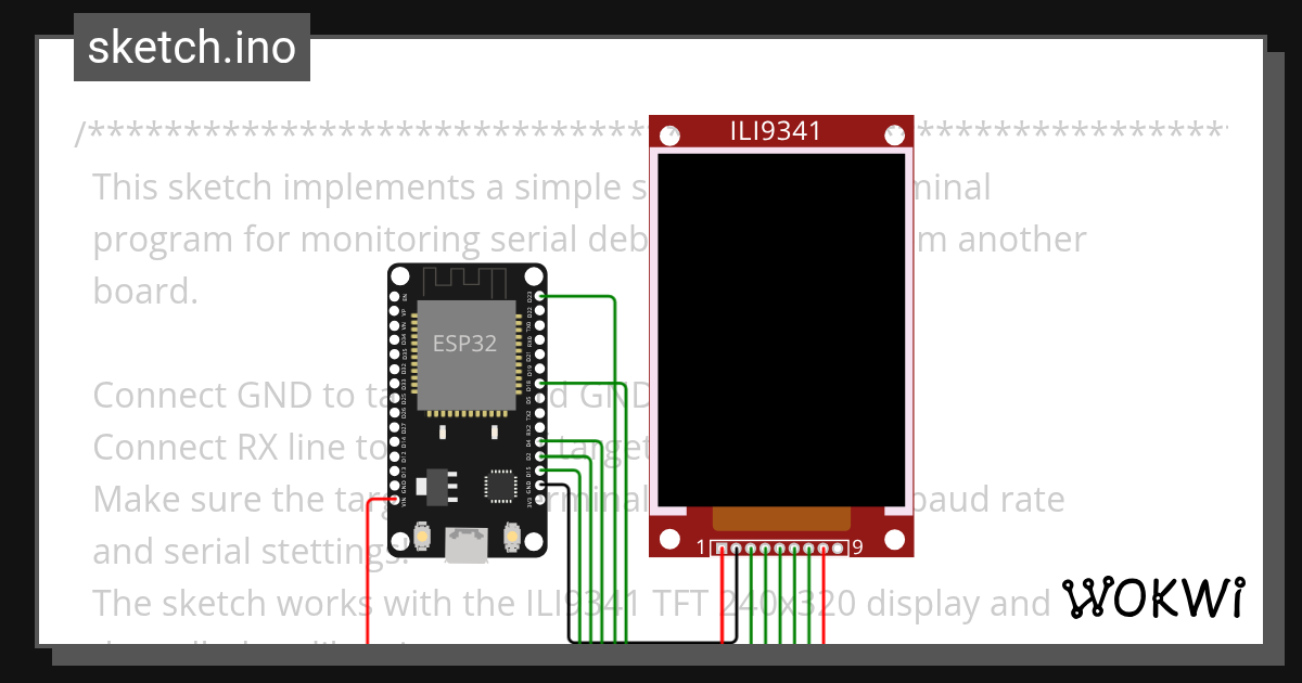 SerialTerm_bodmer_ILI9341 - Wokwi ESP32, STM32, Arduino Simulator