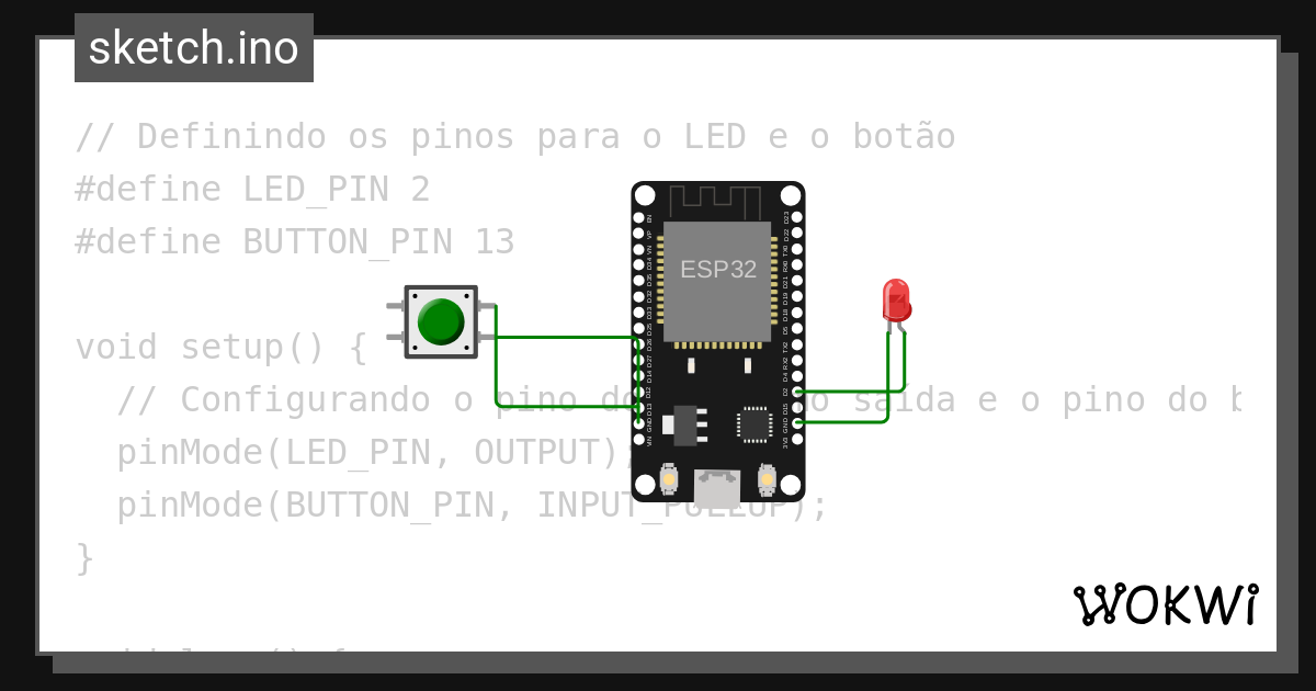 Teste Botão Wokwi Esp32 Stm32 Arduino Simulator 9051
