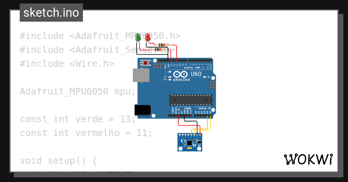 Giroscópio Wokwi Esp32 Stm32 Arduino Simulator