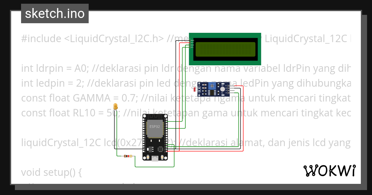 sensorLDR - Wokwi ESP32, STM32, Arduino Simulator