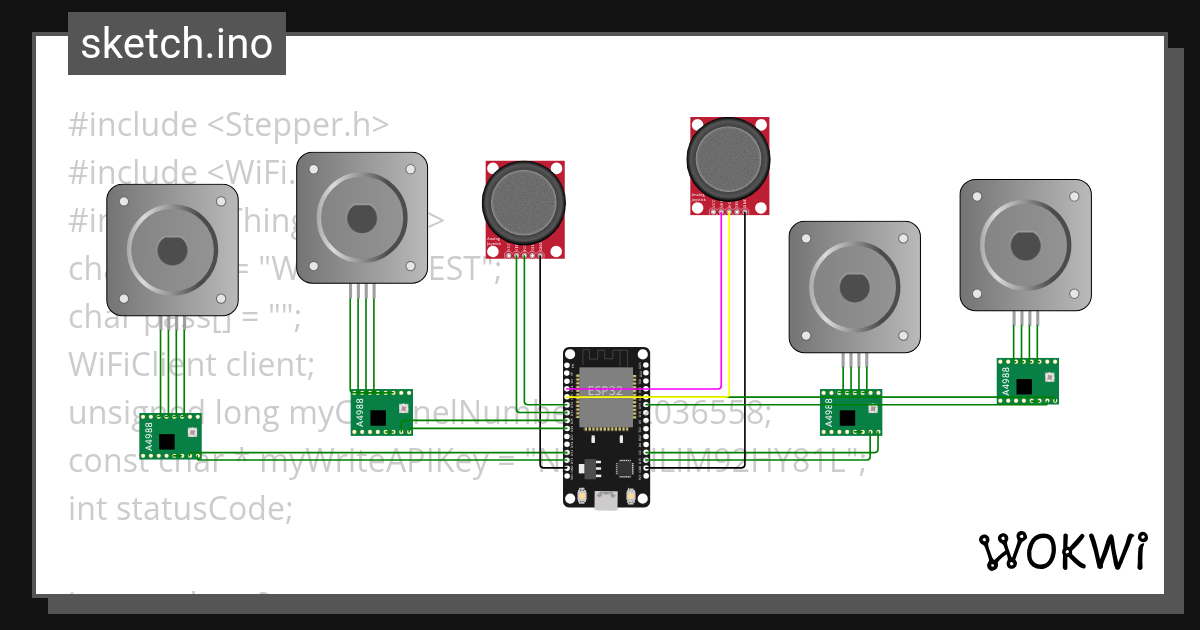 4 motor Copycloud - Wokwi ESP32, STM32, Arduino Simulator
