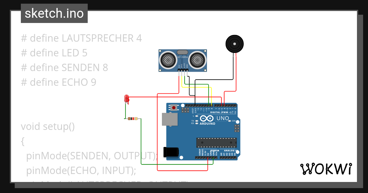 Einparkhilfe - Wokwi ESP32, STM32, Arduino Simulator