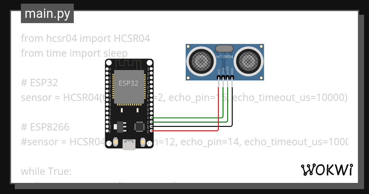 Ultrasonic Sensor Wokwi Esp32 Stm32 Arduino Simulator