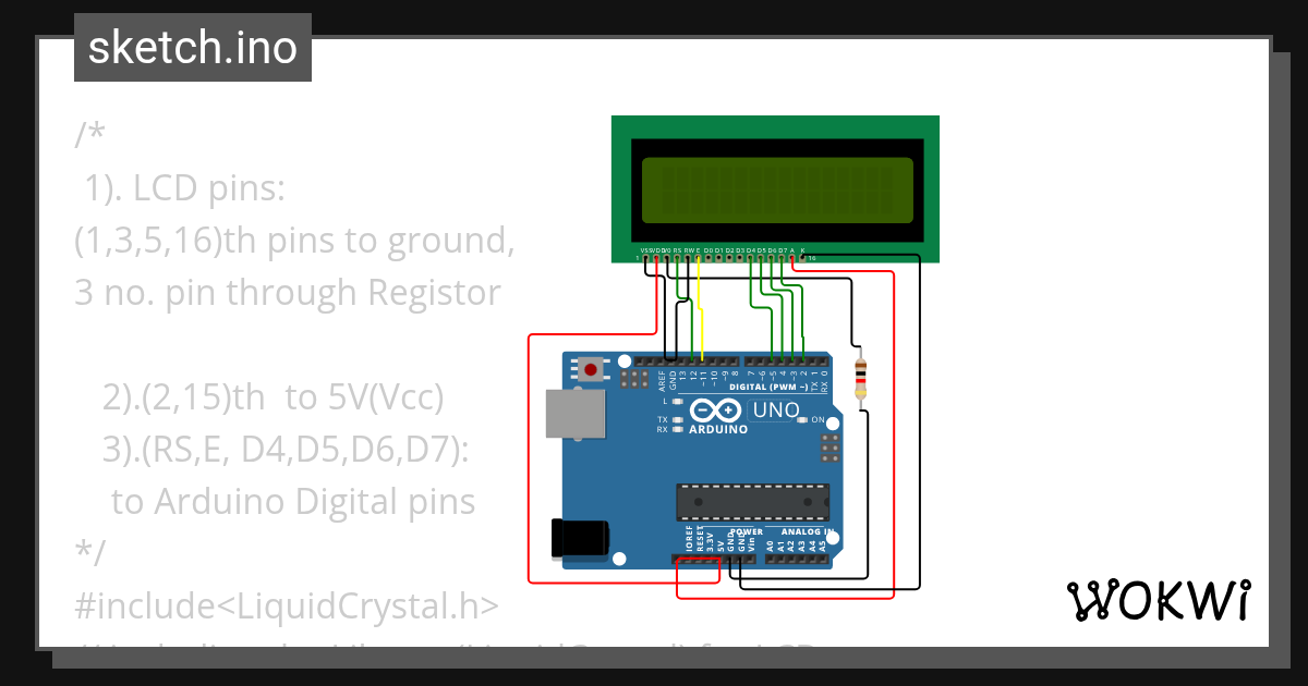 LCD Print - Wokwi ESP32, STM32, Arduino Simulator