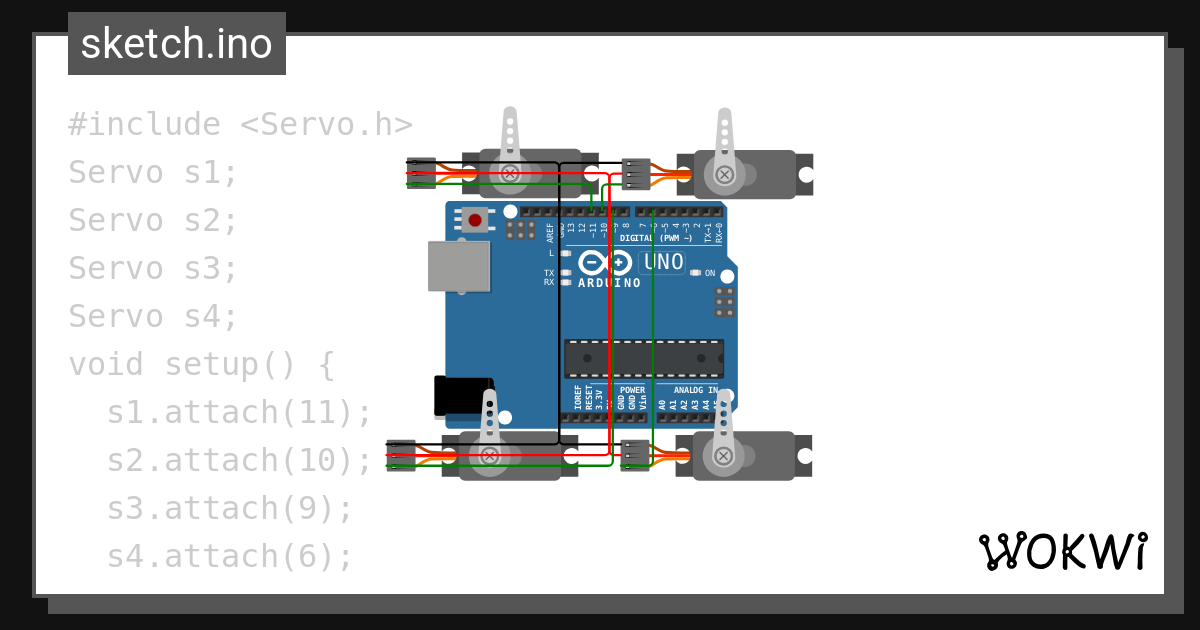 4 Servo Ctrl Wokwi Esp32 Stm32 Arduino Simulator