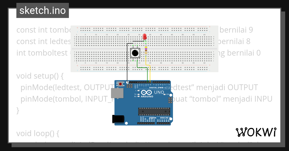 1 Push Button Led Wokwi Esp32 Stm32 Arduino Simulator