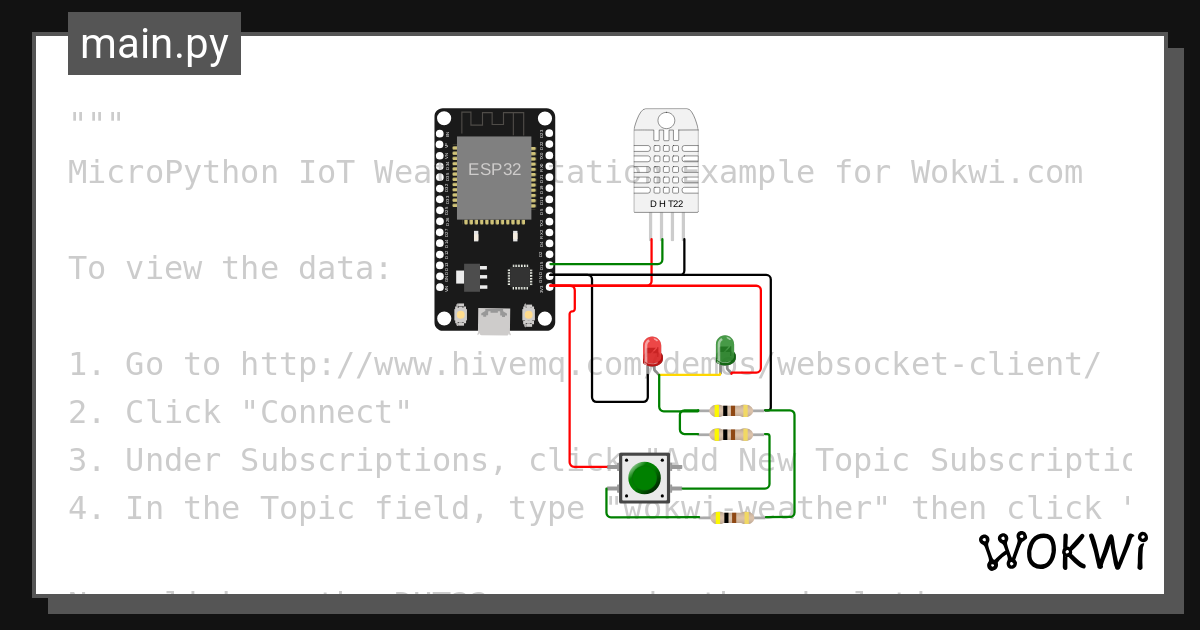 Micropython Pull Up 1 Conector 2 Leds 3 Resistencias Wokwi Esp32 Stm32 Arduino Simulator