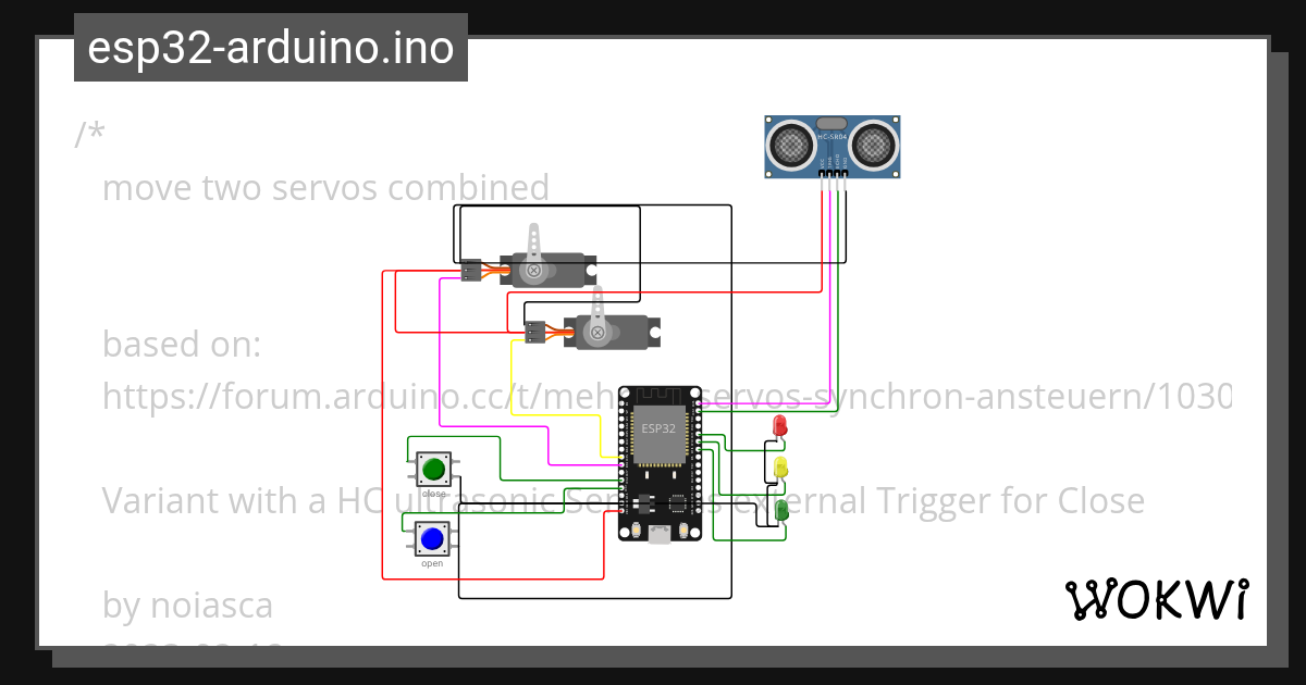Slow Servo, Ultrasonic Fail - Wokwi ESP32, STM32, Arduino Simulator