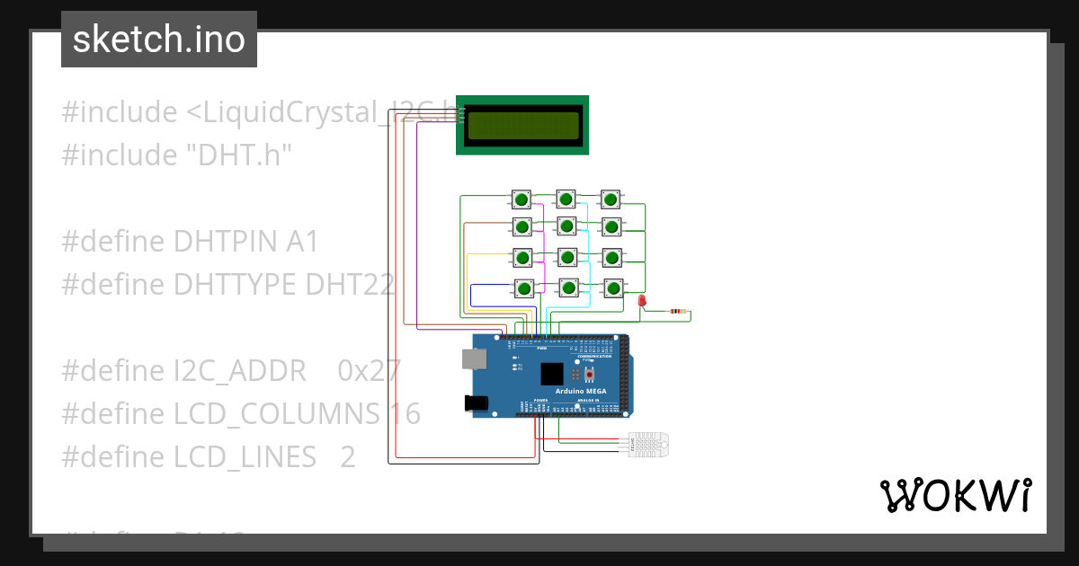 key pad and display DHT - Wokwi ESP32, STM32, Arduino Simulator