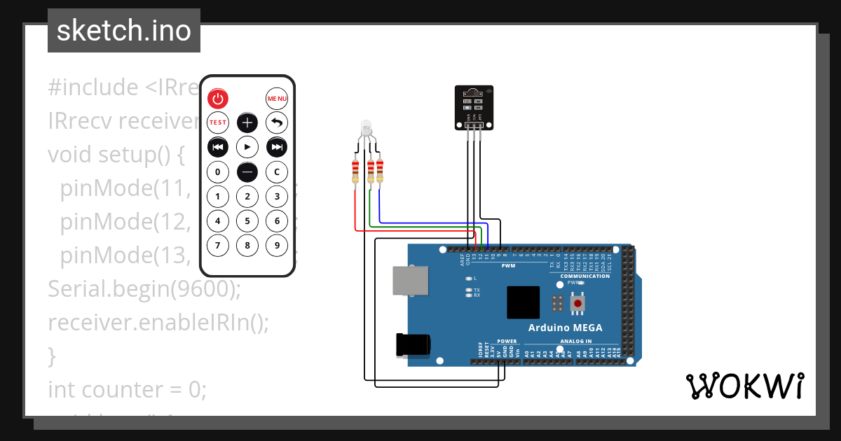 mega + ir - Wokwi ESP32, STM32, Arduino Simulator
