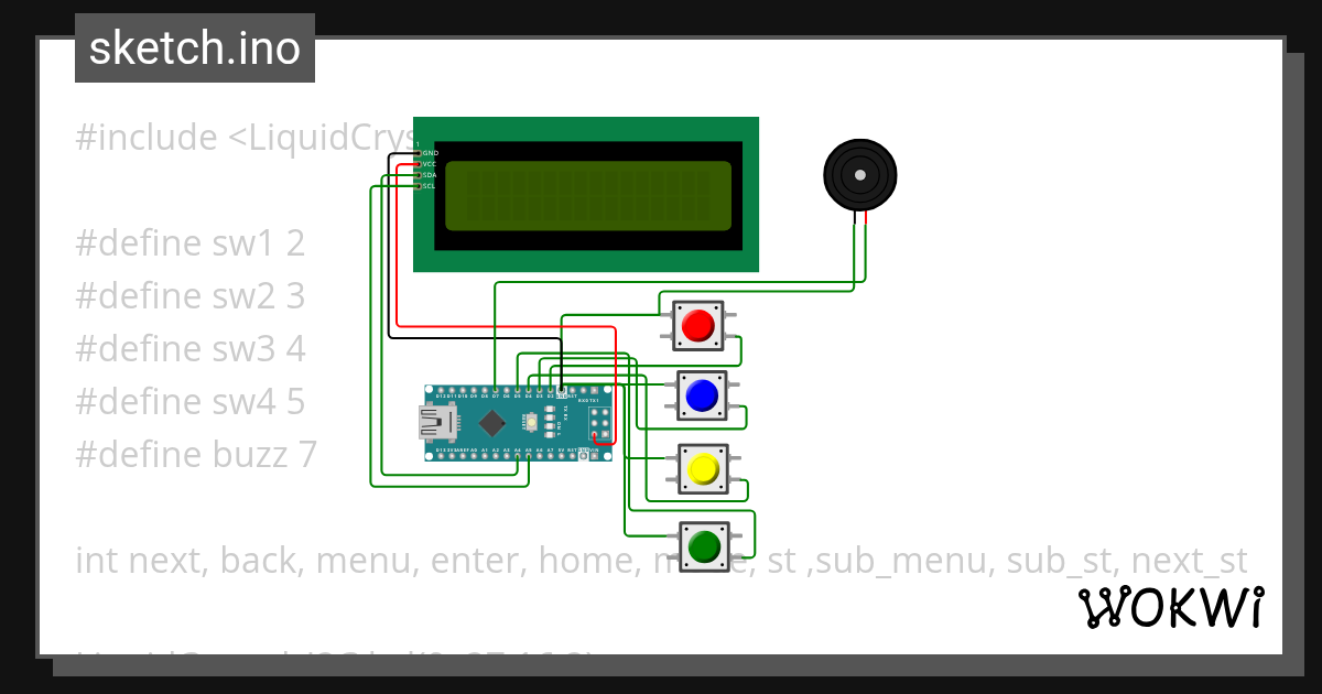 Push Button Menu - Wokwi ESP32, STM32, Arduino Simulator