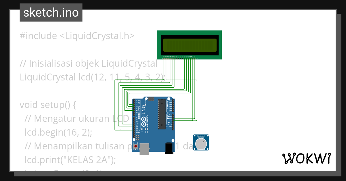 LCD 1 Program Latihan 2 - Wokwi ESP32, STM32, Arduino Simulator