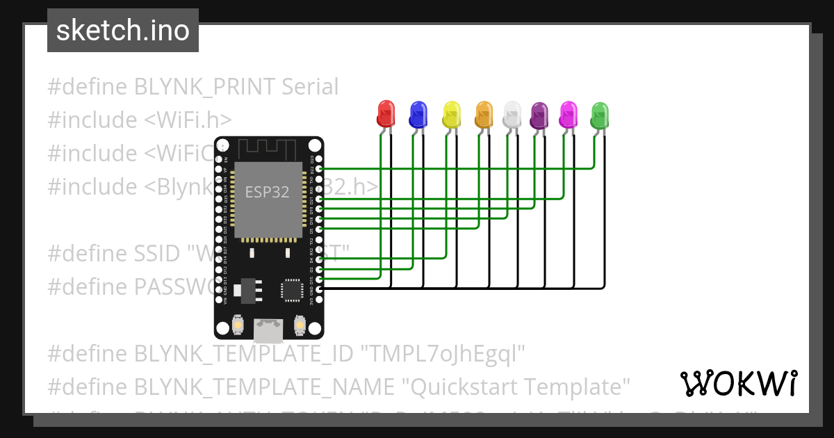 สอบ 8หลอดกระพริบ Wokwi Esp32 Stm32 Arduino Simulator 