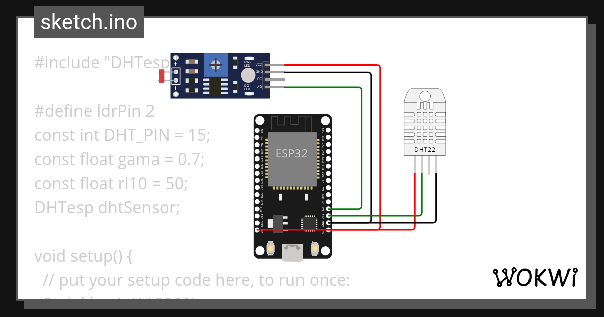 LDR e DHT ESP32 - Wokwi ESP32, STM32, Arduino Simulator
