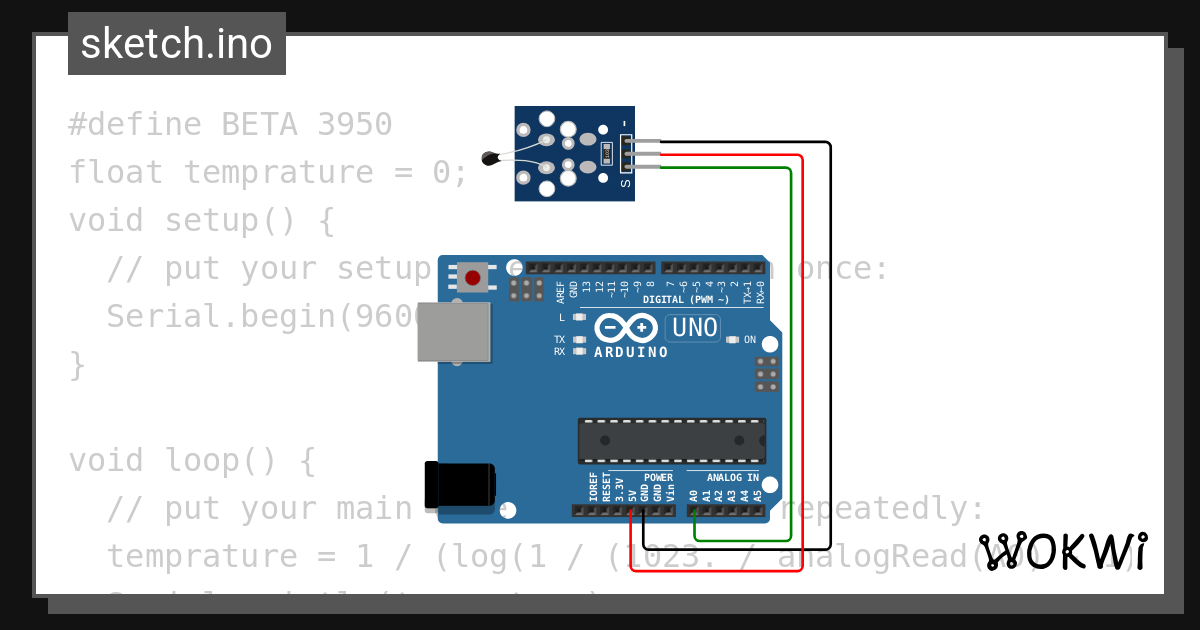 Temprature Sensor Wokwi Esp32 Stm32 Arduino Simulator 