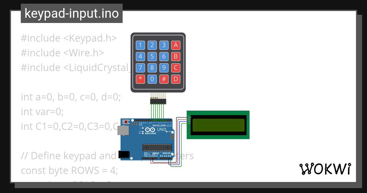 keypadTEST LCD I2C - Wokwi ESP32, STM32, Arduino Simulator