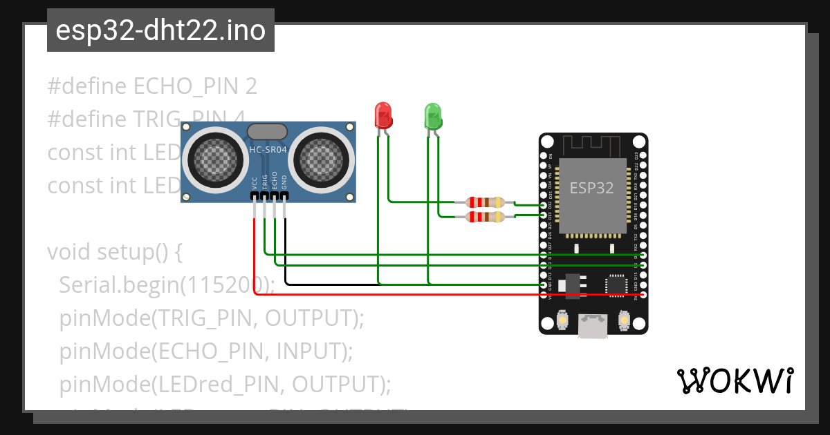 เซ็นเซอร์วัดระยะกับไฟ Copy Wokwi Esp32 Stm32 Arduino Simulator 