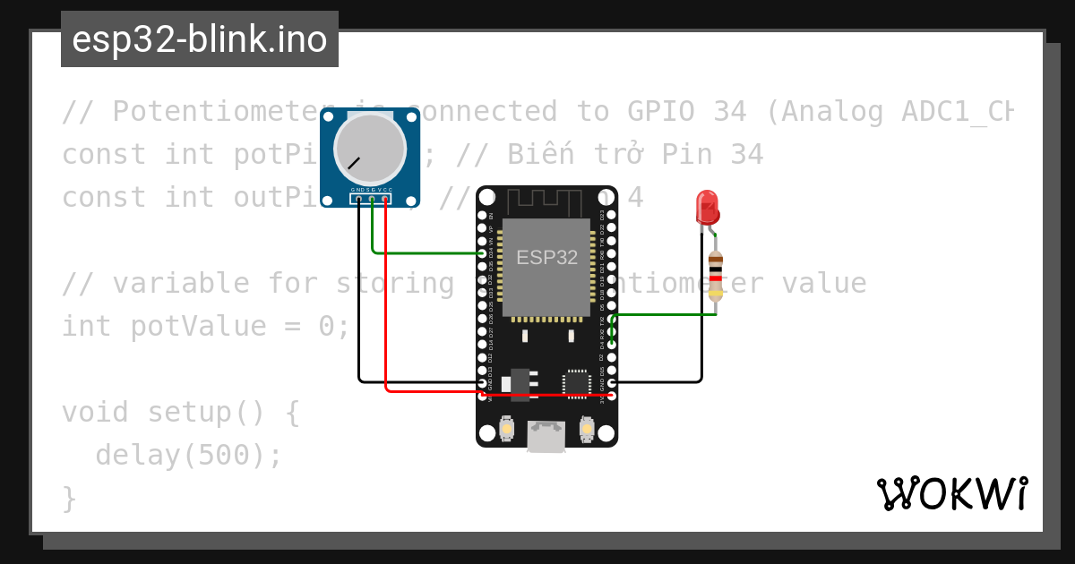 Điều Khiển đèn Bằng Biến Trở Wokwi Esp32 Stm32 Arduino Simulator 2538