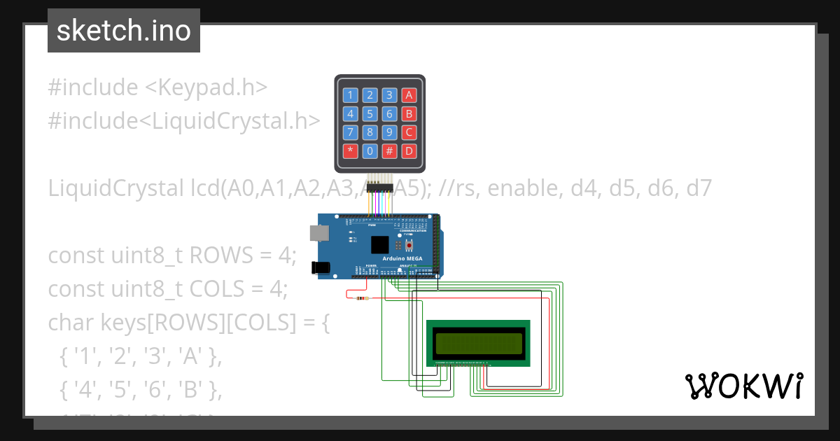 KeyboardMega2560_LCD+Tastatura + Serial Monitor - Wokwi ESP32, STM32, Arduino Simulator
