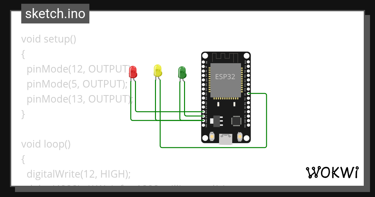 traffic lights - Wokwi ESP32, STM32, Arduino Simulator